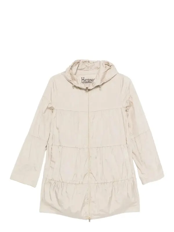Herno Ruffled Hooded Jacket - White