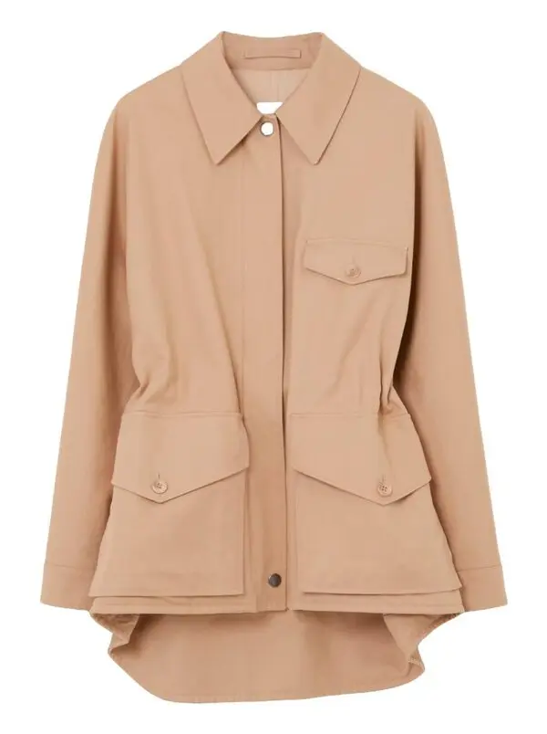 Burberry Gabardine Jacket With Elasticated Waistband - Nude