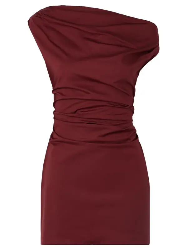 Staud Phare Pleated Mini Dress - Wine Red