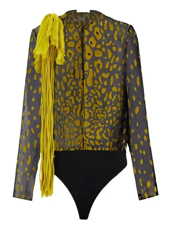 FERRAGAMO Bodysuit With Flower Sash Detail - Espresso/brass