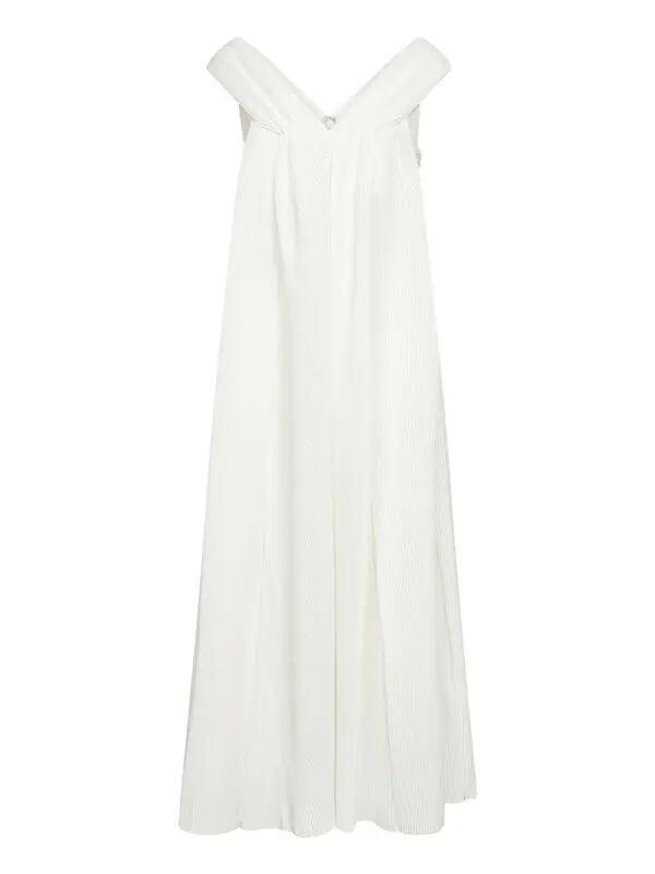 Co Name' Pleated Bardot Maxi Dress - White