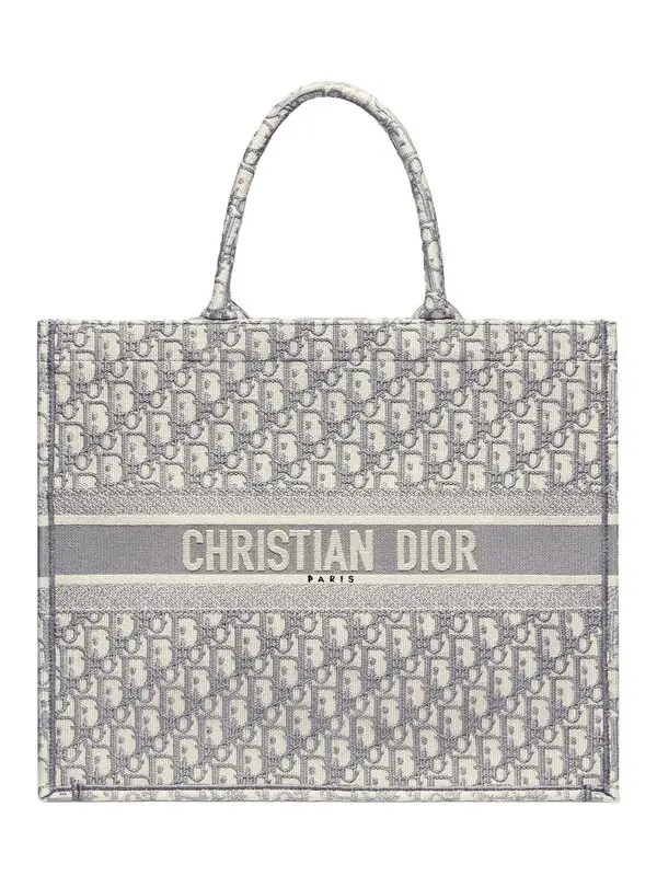 Dior Tote Bag With Monogram Pattern - Gray