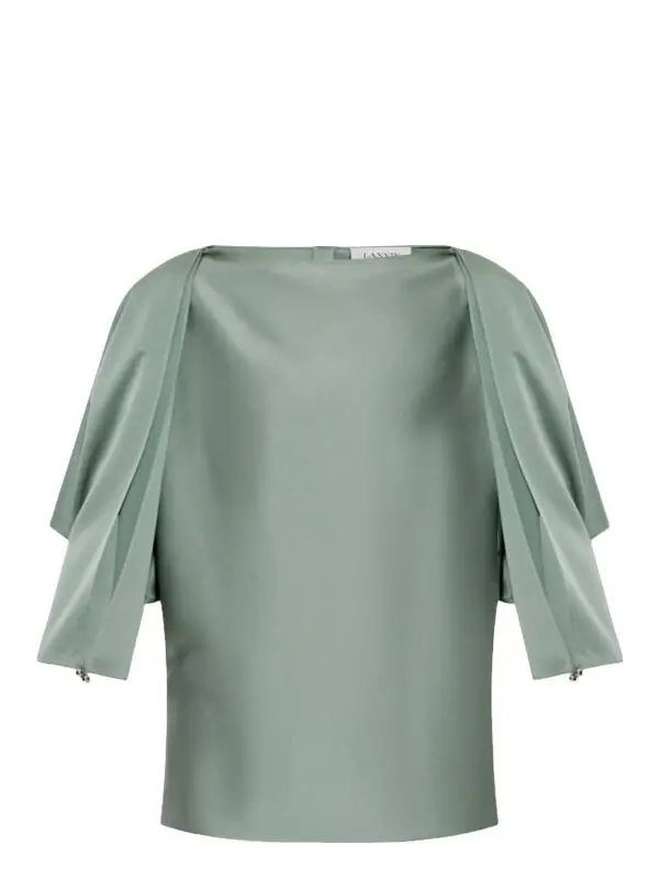 LANVIN Satin Top With Metal Ball Embellishments - Green