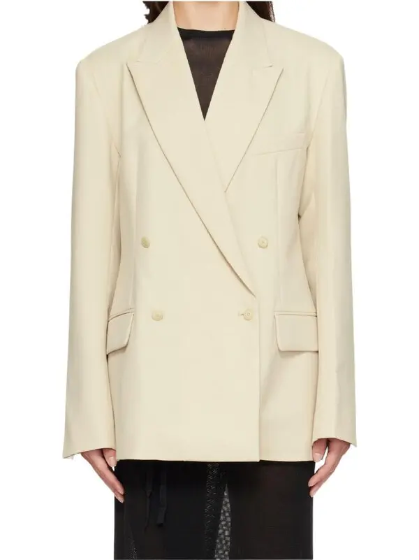 THE FRANKIE SHOP Newark Double-breasted Blazer - Cement
