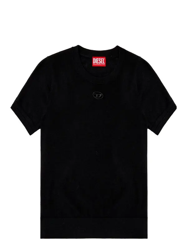 DIESEL® M-aline Logo Embroidered Knitted Top - Black