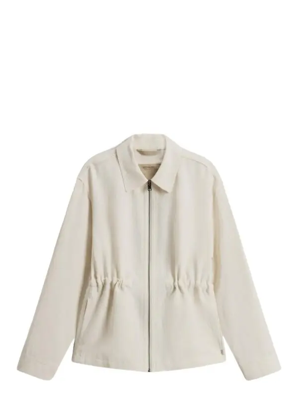 Woolrich Zip-up Linen-blend Jacket With Drawstring Waist - Milk Cream
