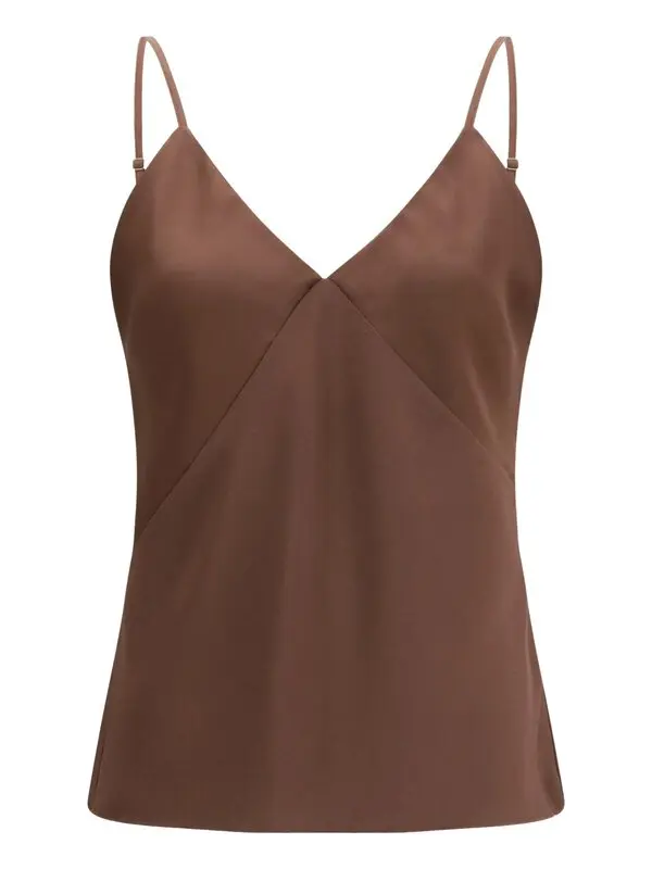 FORTE_FORTE Envers Satin V-neck Slip Top - Green
