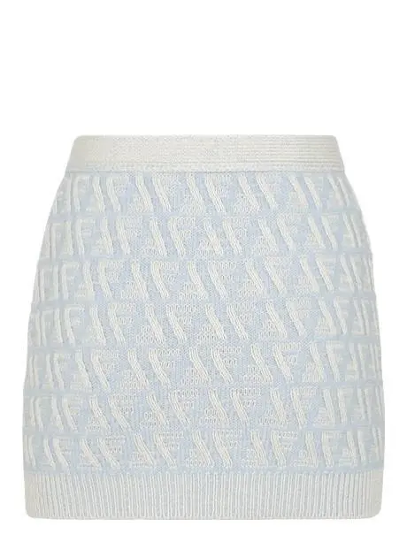 Fendi Ff Logo Intarsia Knit Mini Skirt - Light Blue