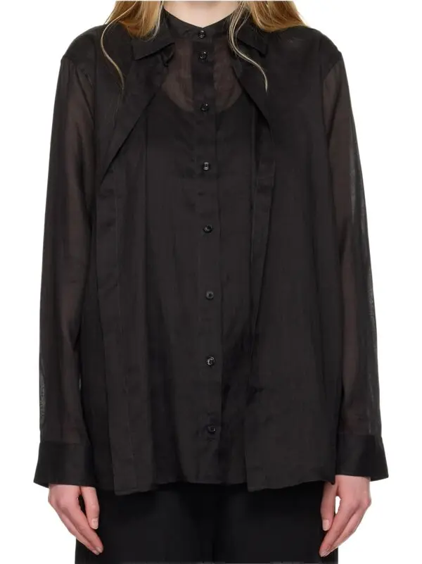 TOTEME Double-collar Long-sleeve Shirt - Black