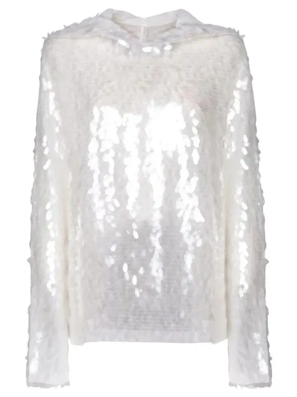 Norma Kamali Sequined Long-sleeve Top - White