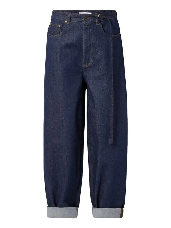 Zimmermann Illuminate Belted High-rise Barrel-leg Jeans - Black
