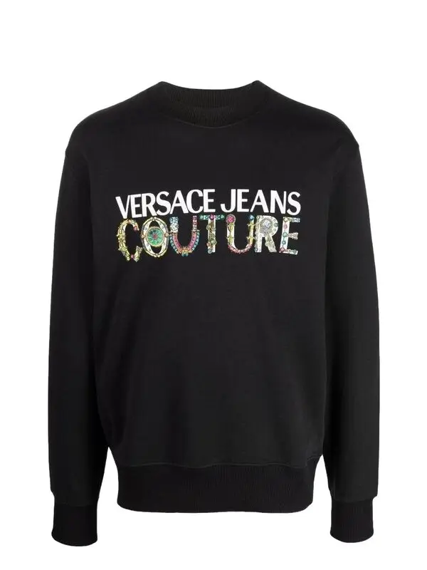 Versace Printed Logo Cotton Sweatshirt - Black