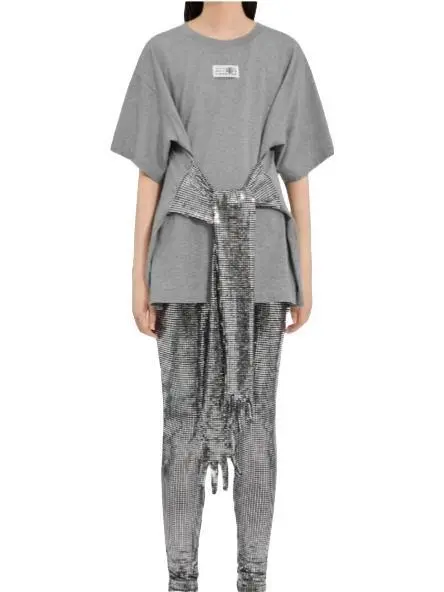 MAISON MARGIELA Round Neck T-shirt With Back Stitch Detail - Gray