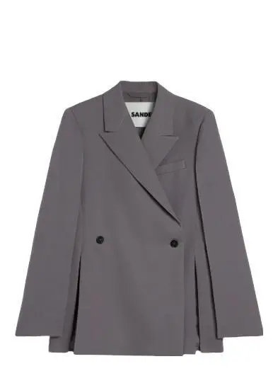 JIL SANDER Gabardine Double Breasted Blazer - Gray