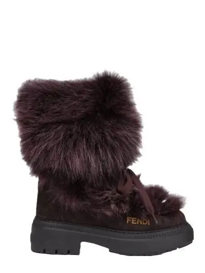 Fendi Fur Lace-up Boots - Purple