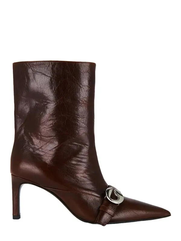 Coperni 75mm Pointed Toe Belted Boots - Brown