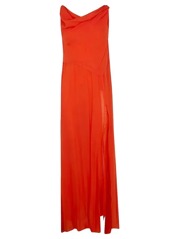 Blumarine Sleeveless Maxi Dress With Draping And Tie Detail - Red