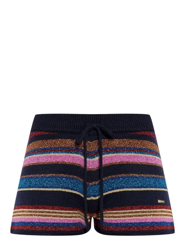 Dsquared2 Lurex Thread Striped Knitted Shorts - Black