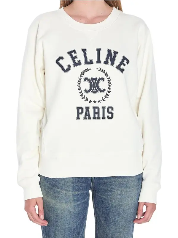 Celine Oversized Sweatshirt In Cotton Fleece - White