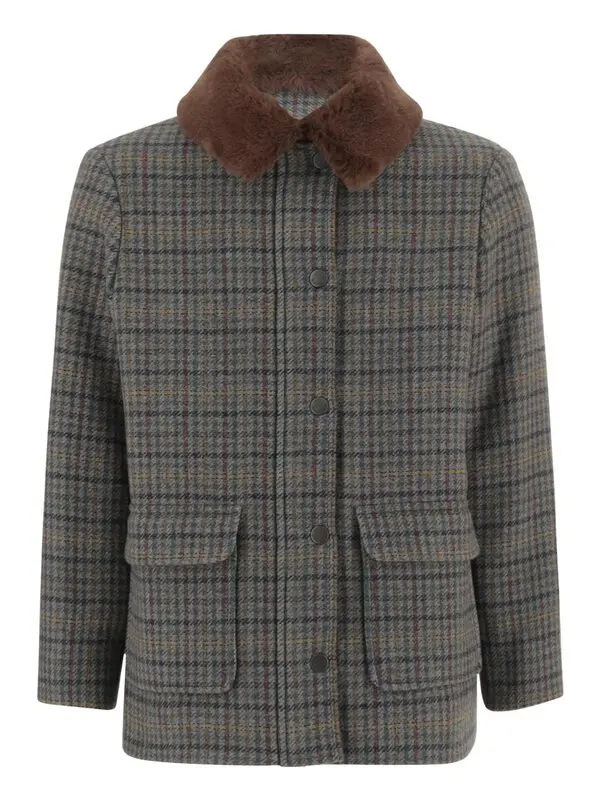 Bonpoint Checked Buttoned Jacket - Black