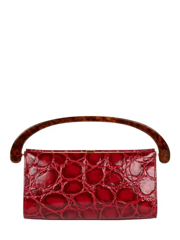 Dries Van Noten Embossed Leather Top Handle Bag With Detachable Strap - Red