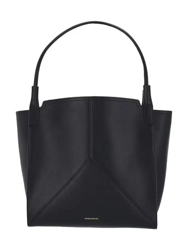 Victoria Beckham Geometric Patchwork Leather Tote Bag - Black