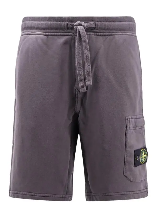 Stone Island Compass Patch Drawstring Shorts - Charcoal-grey