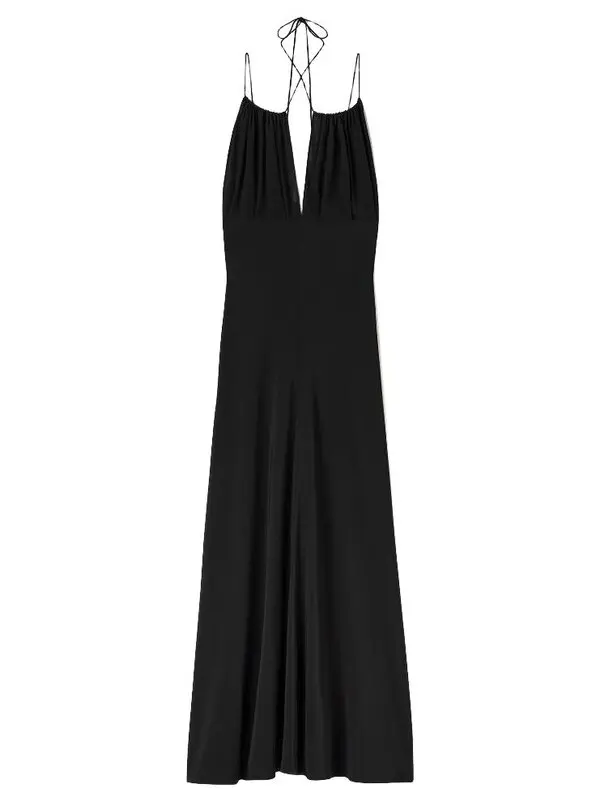 TOTEME Gathered Halterneck Maxi Dress - Black