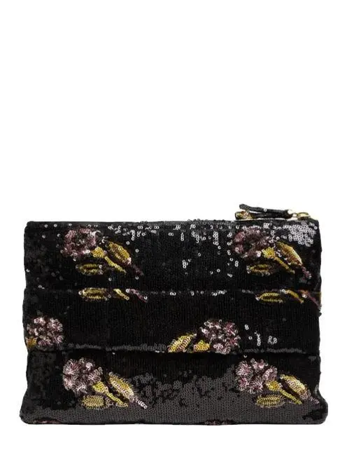 La DoubleJ Sequined Clutch - Black