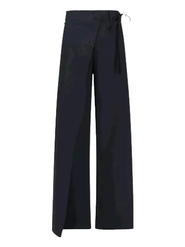 MAISON MARGIELA Tie Detail Wide-leg Tailored Trousers - Black