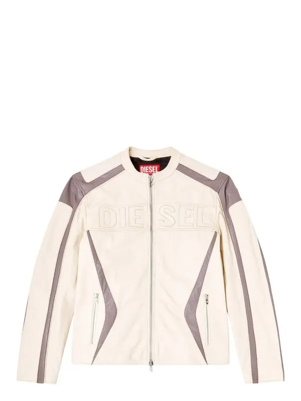 DIESEL® L-adam Leather Jacket - Beige/gray