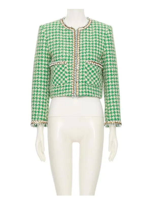 Valentino Garavani Houndstooth Pattern Cotton Jacket - White