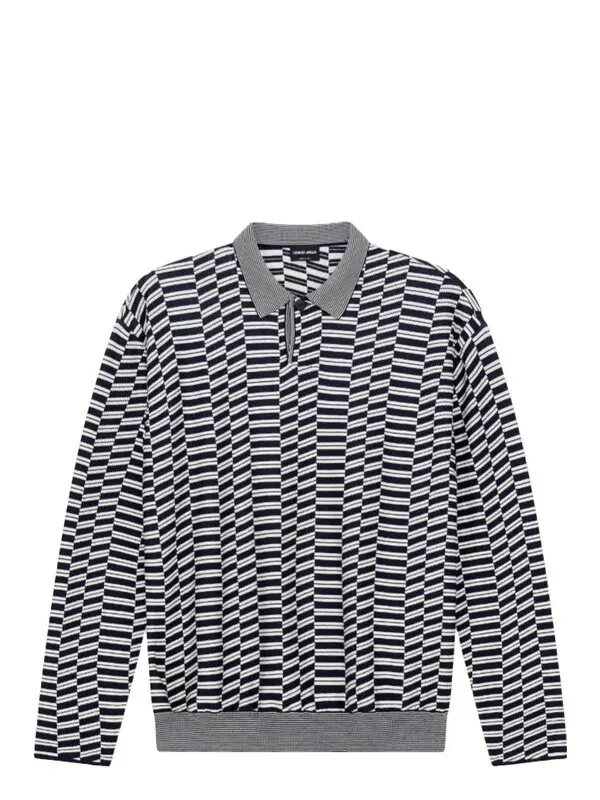 Giorgio Armani Striped Polo Shirt - Black