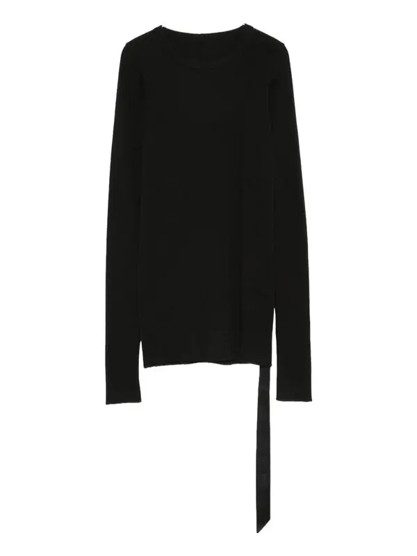 Rick Owens Long Sleeve Ribbed Crewneck T-shirt - Black