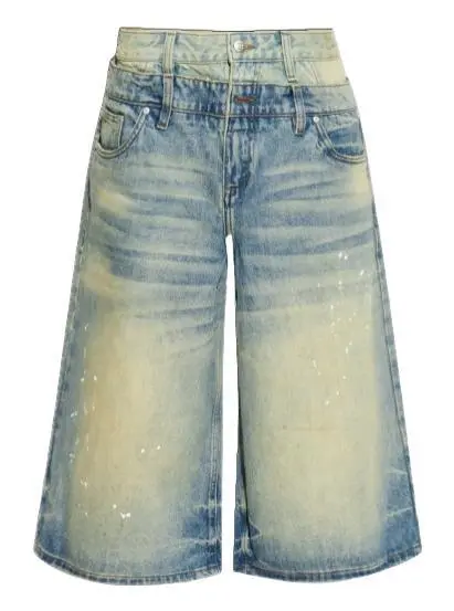 MISBHV Layered Denim Shorts - Dirt Denim