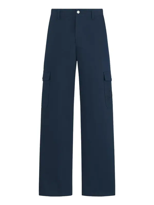 Dior Cotton Twill Cargo Pants With Ribbon Logo - Blue