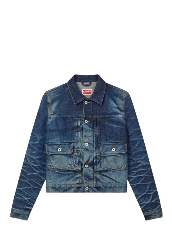 Kenzo Logo Patch Denim Jacket - Blue