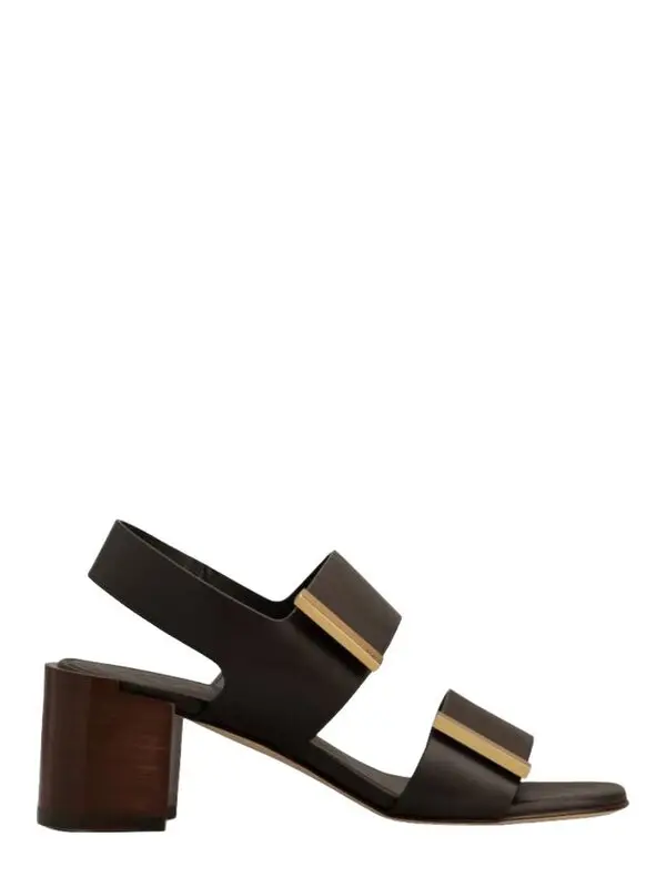 TOD'S Block Heel Slingback Sandals With Metal Detail - Black