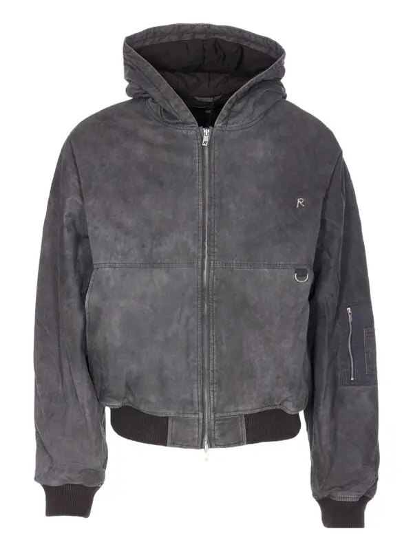 REPRESENT Washed Bomber Hooded Jacket - Black