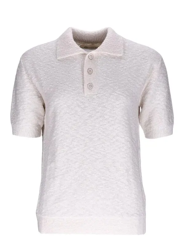 MAISON MARGIELA Short-sleeved Knitted Polo Shirt - White