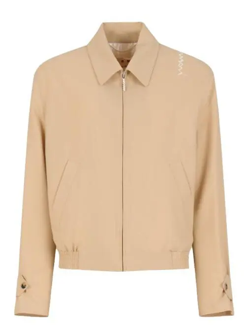 Marni Logo Embroidered Jacket - Nude