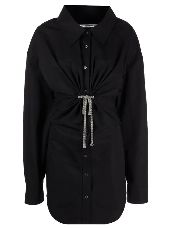Alexander Wang Twisted Tie Detail Shirt Dress - Black