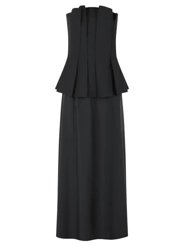 RÓHE Sleeveless Bustier Dress With Pleated Details - Black