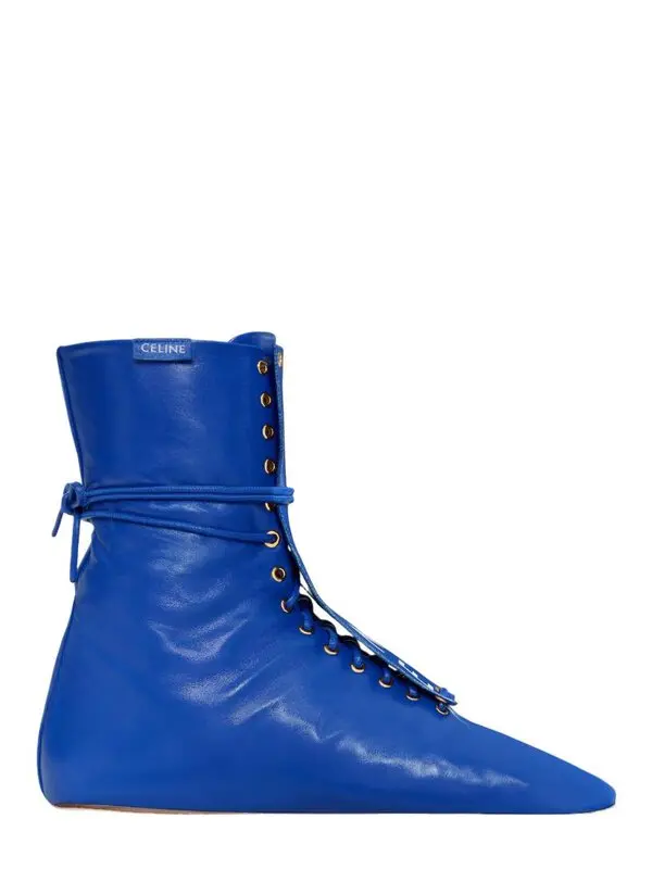 Celine Lambskin Lace-up Ballet Boots - Ultra Blue