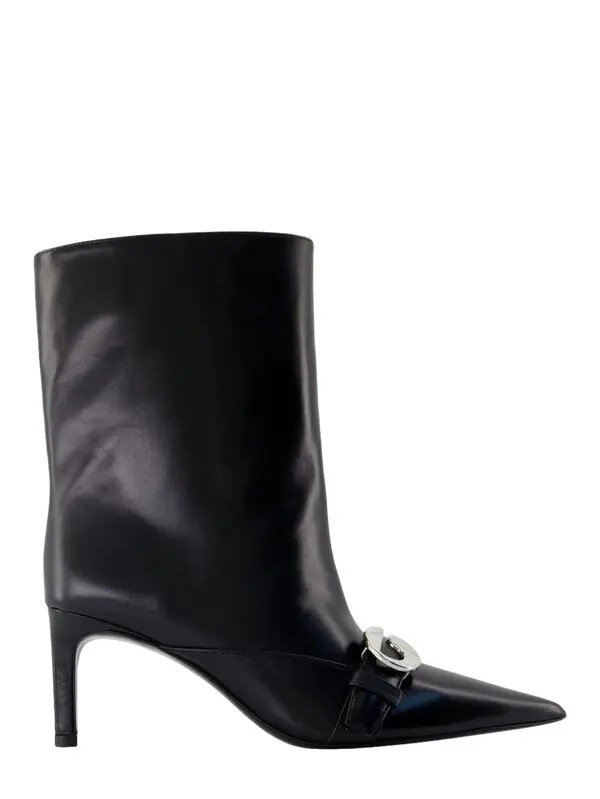 Coperni 75mm Belted Pointed Toe Ankle Boots - Black