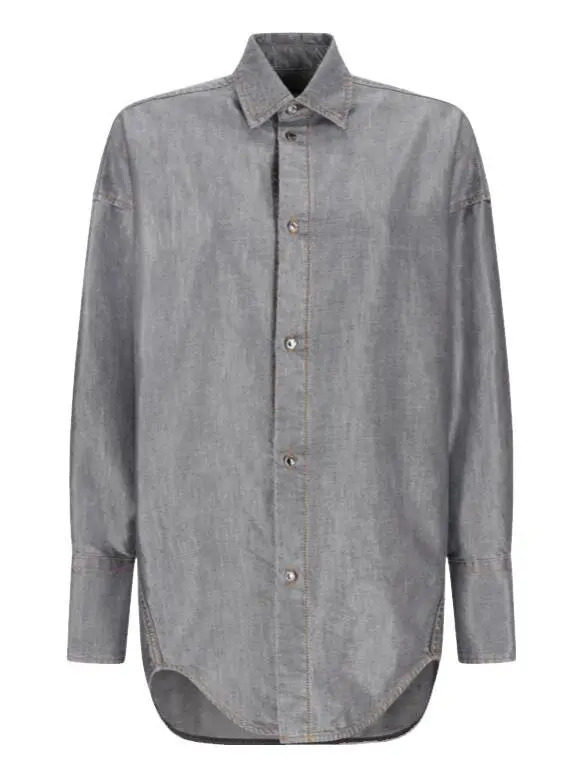 DARKPARK Carla Lurex Denim Oversized Shirt - Gray