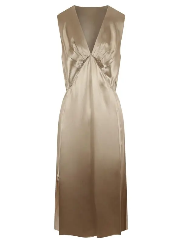 Bottega Veneta V-neck Satin Midi Dress - No