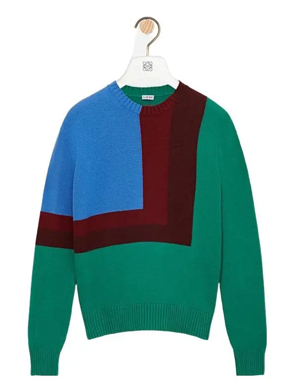 Loewe X Albers Homage To The Square Knitted Jumper - Green/red/multicolor