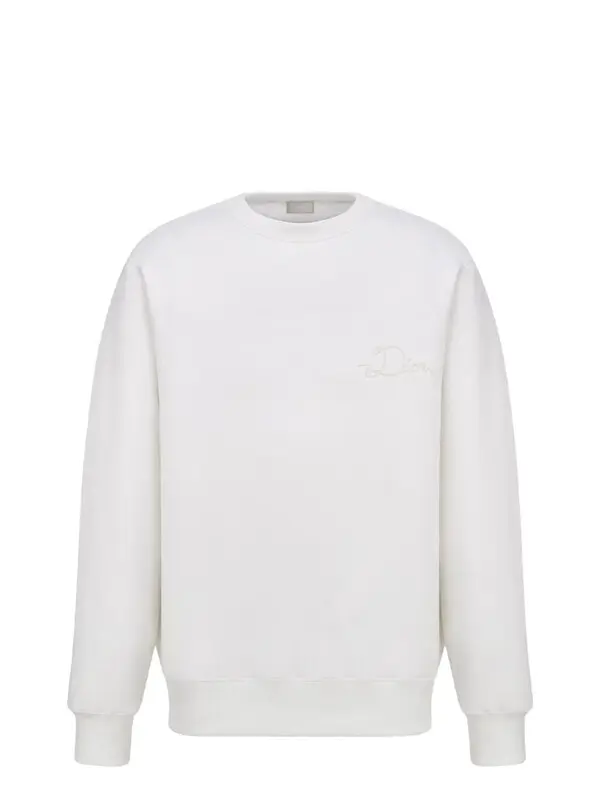 Dior Crewneck Sweatshirt With Ribbon Embroidery - White