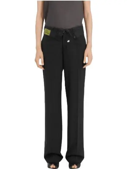 MAISON MARGIELA Wide-leg Trousers With Off-center Waistbelt - Black